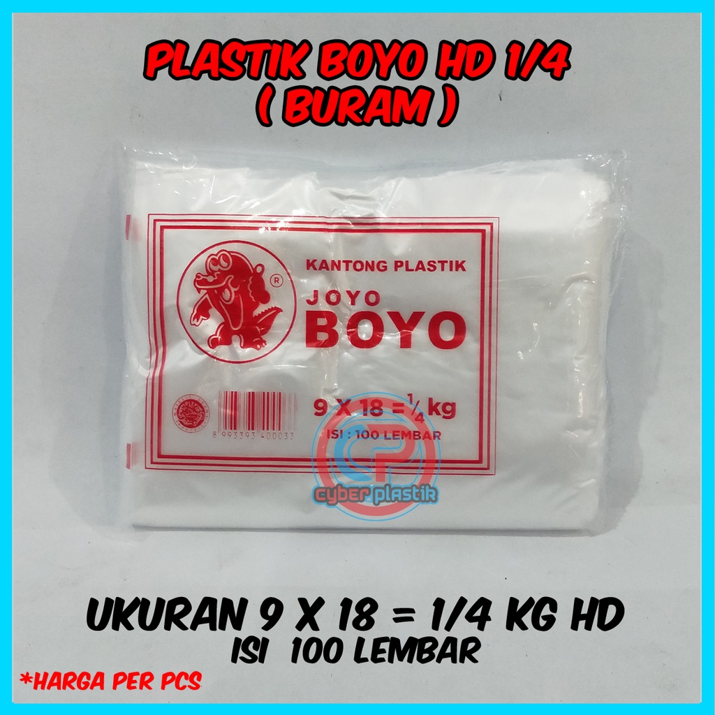 Jual Plastik Boyo HD 1/4 kg Buram 0,1 (TIPIS) ukuran 9 x 18 isi 100 ...