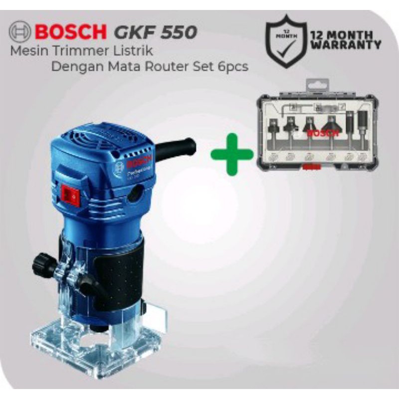 Jual Mesin Trimer Listrik 550 Watt Profil Router Bosch GKF 550 Dengan ...