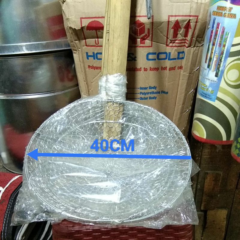 Jual SEROKAN GAGANG BAMBU 40CM/ SEROKAN PENGGORENGAN JUMBO/ SARINGAN ...