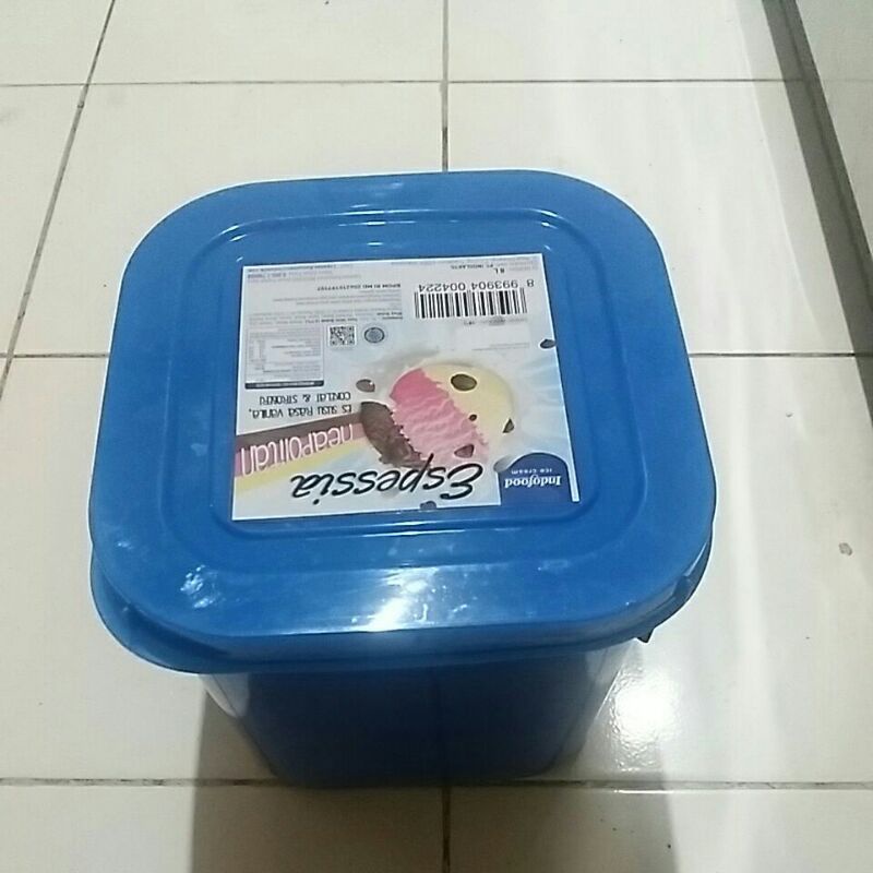 Jual Ember/Toples/Box es krim/tempat es krim bekas 8 Liter biru/ember plastik kotak untuk ...