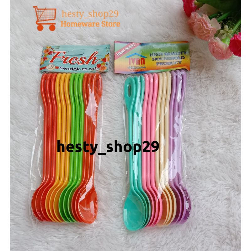 Jual 12pc Sendok Es Teh Plastik / Sendok Kecil Panjang / Sendok Warna Pelangi | Shopee Indonesia