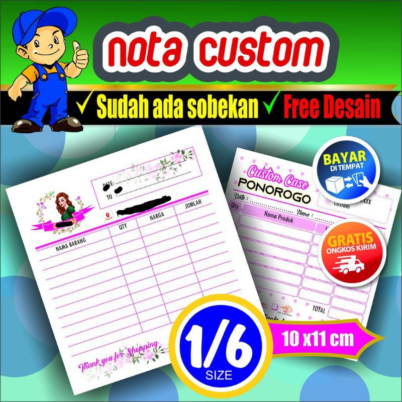 Jual NOTA CUSTOM 1/6 Folio | 100 lbr | Full Color | Gratis Garis Cacah ...