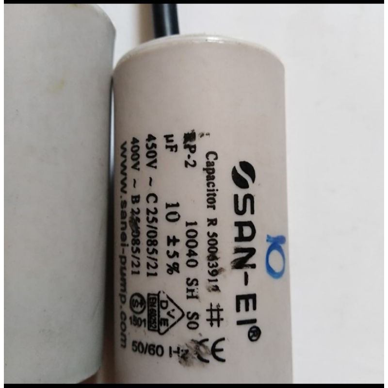 Jual KAPASITOR POMPA AIR 10 UF 450 VAC CAPASITOR BULET CONDENSATOR ...
