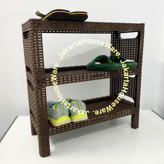 Jual Rak Sepatu Plastik Motif Rotan Tabitha Susun 3 | Shopee Indonesia