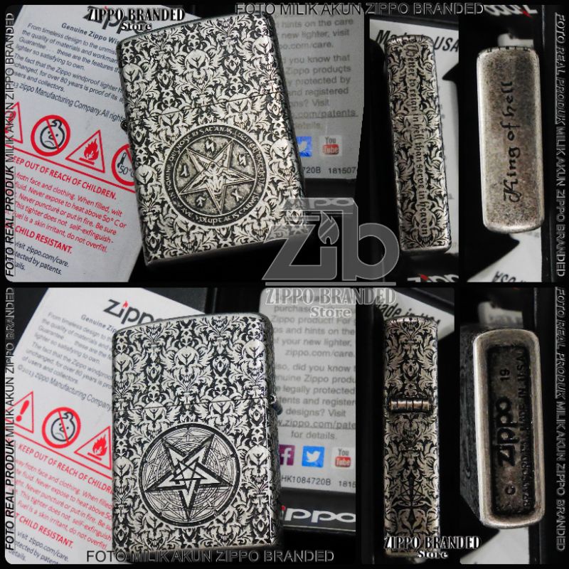 Jual zippo baphomet king of hell codex gigas star of david satanis ...