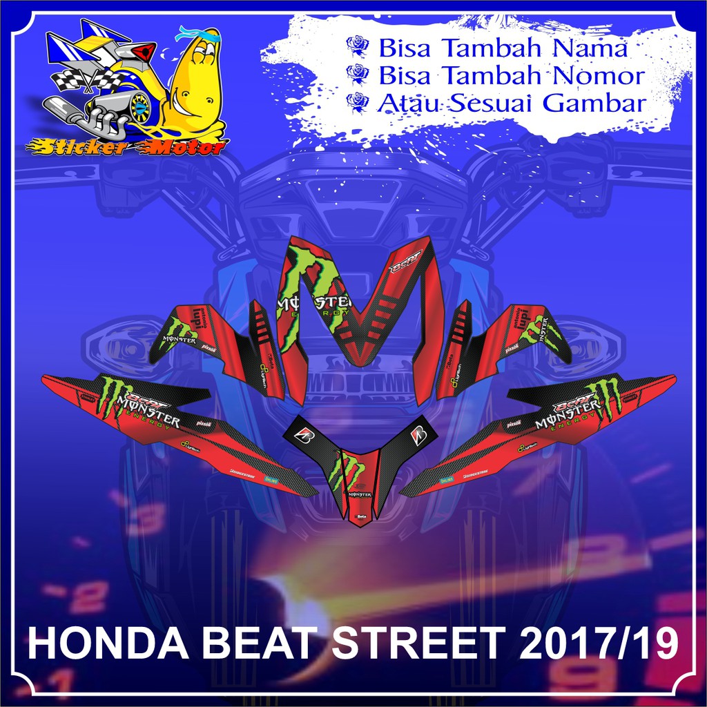 Jual DECAL STICKER HONDA BEAT STREET MONSTER ENERGY RED | Shopee Indonesia