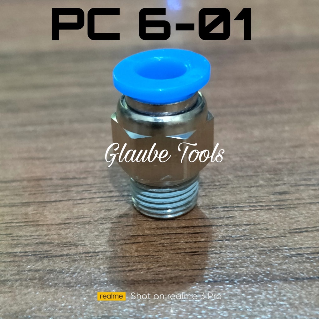 Jual PC 6-01 Nepel PU Fitting Pneumtic Lurus Male 6mm Drat 1/8" PC 06-1 ...