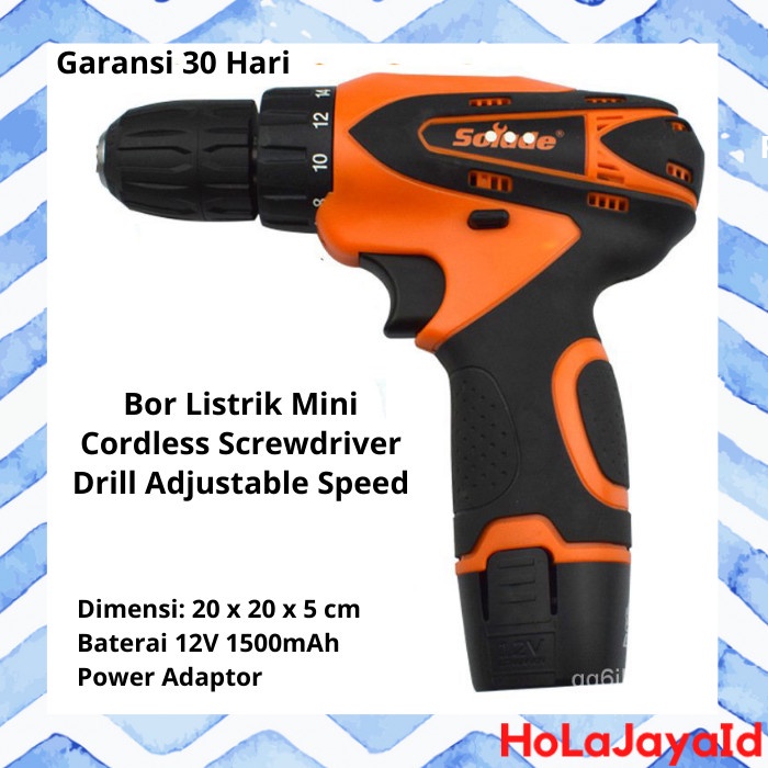 Jual Bor Listrik Mini Cordless Screwdriver Drill Adjustable Speed 12V ...