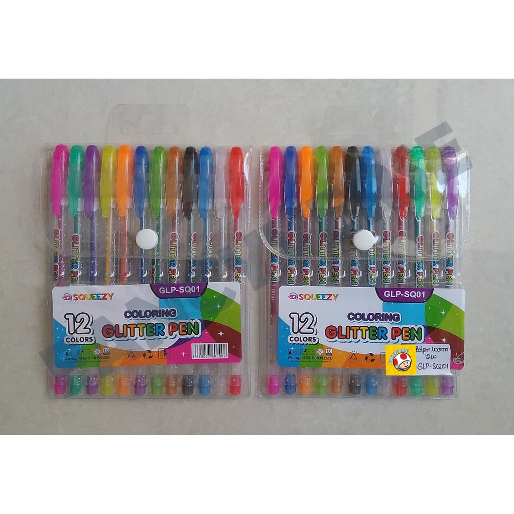 Jual Bolpen Gel Warna Glitter GLP-SQ01 12W - Ballpoint Ball Pen Pulpen ...