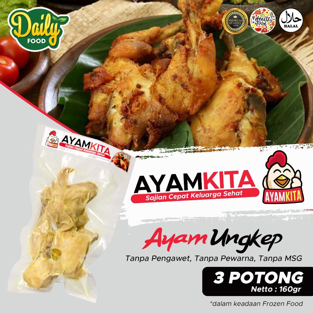 Jual AYAM FROZEN AYAM UNGKEP BUMBU KUNING ISI 3 POTONG AYAMKITA FROZEN ...