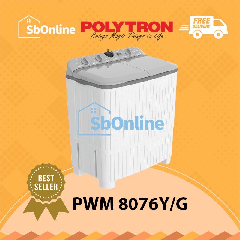 Jual POLYTRON Mesin Cuci 2 Tabung Samba Series Hijab 8 KG – PWM 8076 Y ...