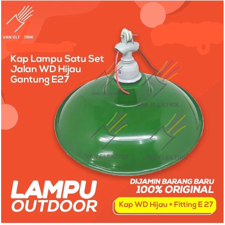 Jual Kap Lampu Satu Set Jalan WD Hijau Gantung E27 / Lampu Tiang/ Kap Jalan | Shopee Indonesia