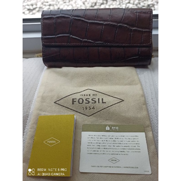 Jual Dompet Fossil Jori Trifold Zip Cluth Croco (nego) | Shopee Indonesia