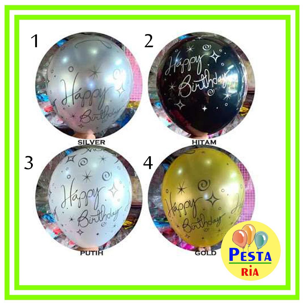 Jual Murah! 1Pcs Balon New HBD Gold Silver Hitam Putih/Balon Latex Gold ...