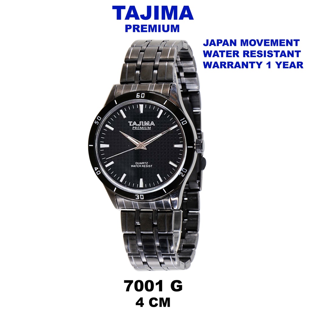 Jual TAJIMA Jam Tangan Pria Premium 7001 Original Stainless Steel Black ...