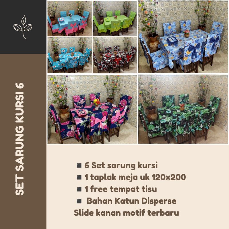 Jual 6 Set Sarung Kursi Meja Makan Taplak Meja Makan Set Sarung Meja ...