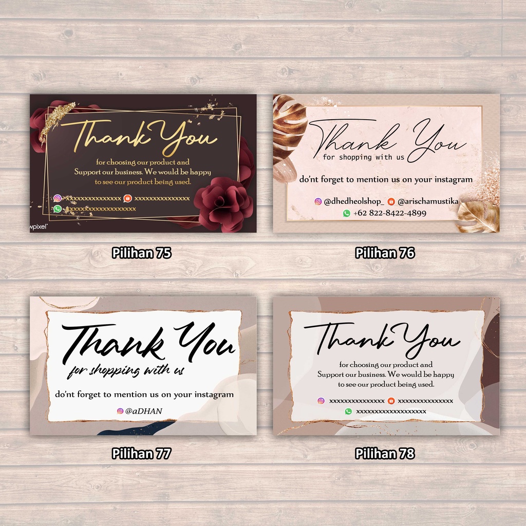 Jual Kartu ucapan terima kasih online shop / thank you card olshop / stiker olshop / custom ...