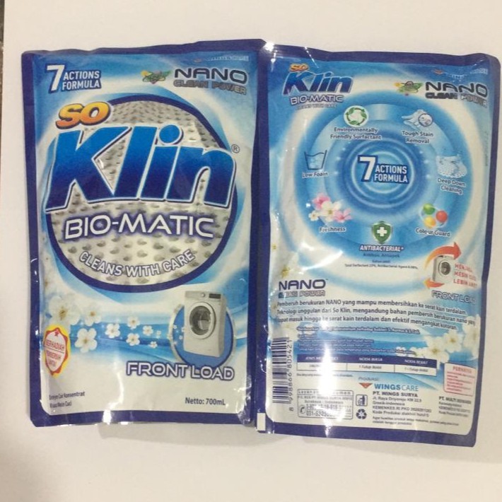Jual So Klin Bio Matic Front Load atau Deterjen Cair Konsentrat 700 ml ...