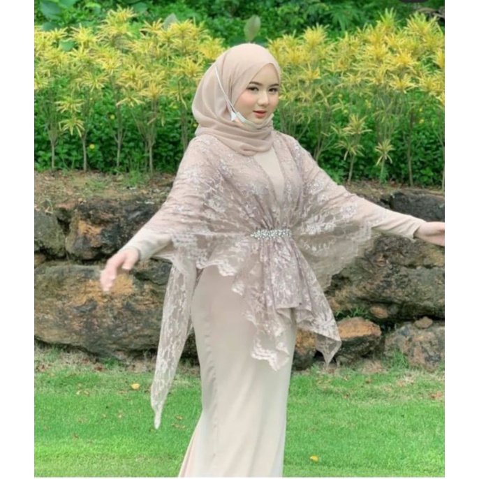 Jual Setelan Inner dress & Outer brokat lace/ Dress pesta brokat lace ...