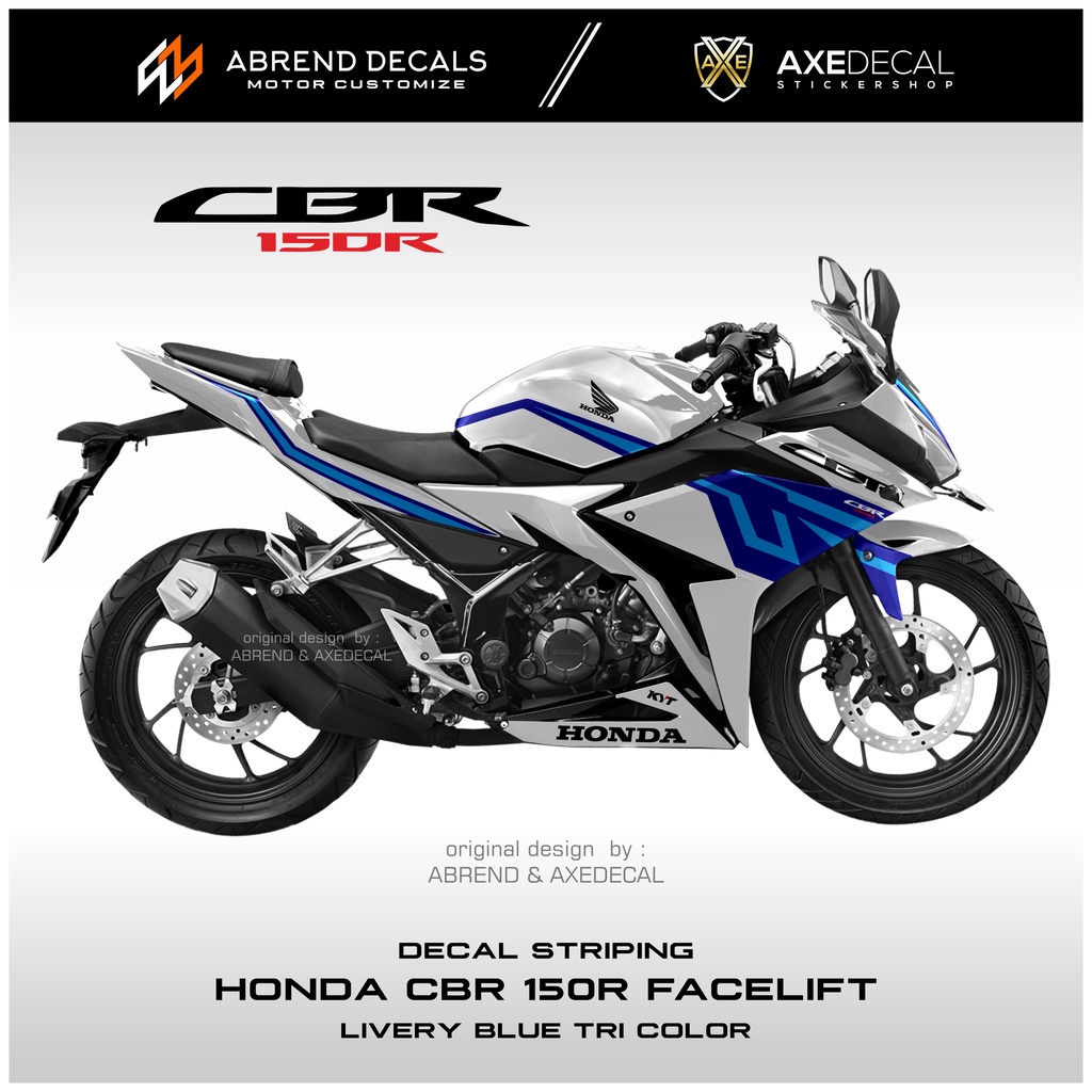 Jual DECAL FULLBODY CBR 150R FACELIFT BLUE TRI COLOR / STIKER MOTOR ...