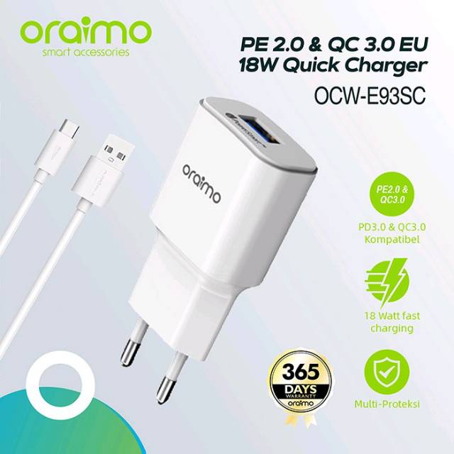 Jual ORAIMO FAST CHARGING TYPE C CABLE 18W WHITE | Shopee Indonesia