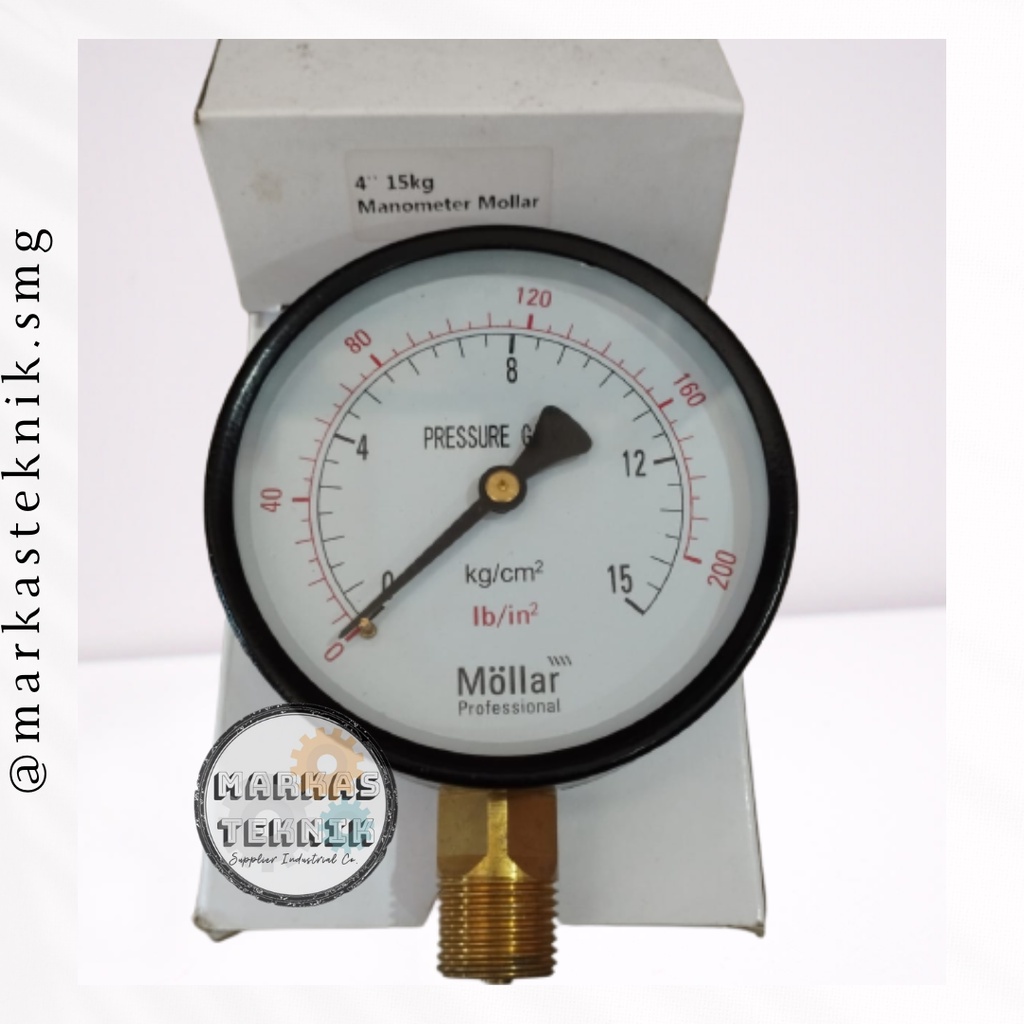 Jual MOLLAR Manometer 4" Alat Pengukur Tekanan Angin Pressure Gauge 15 ...