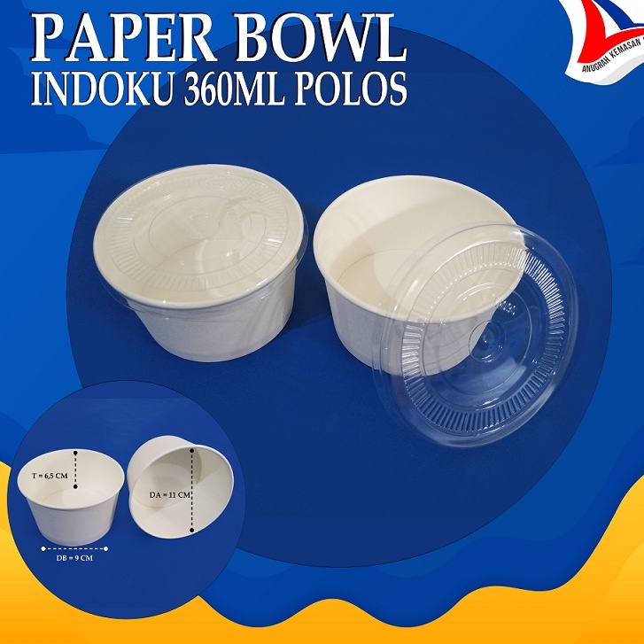 Jual Paper Bowl Indoku 360ml - 500ml Polos (25 Pcs) | Shopee Indonesia