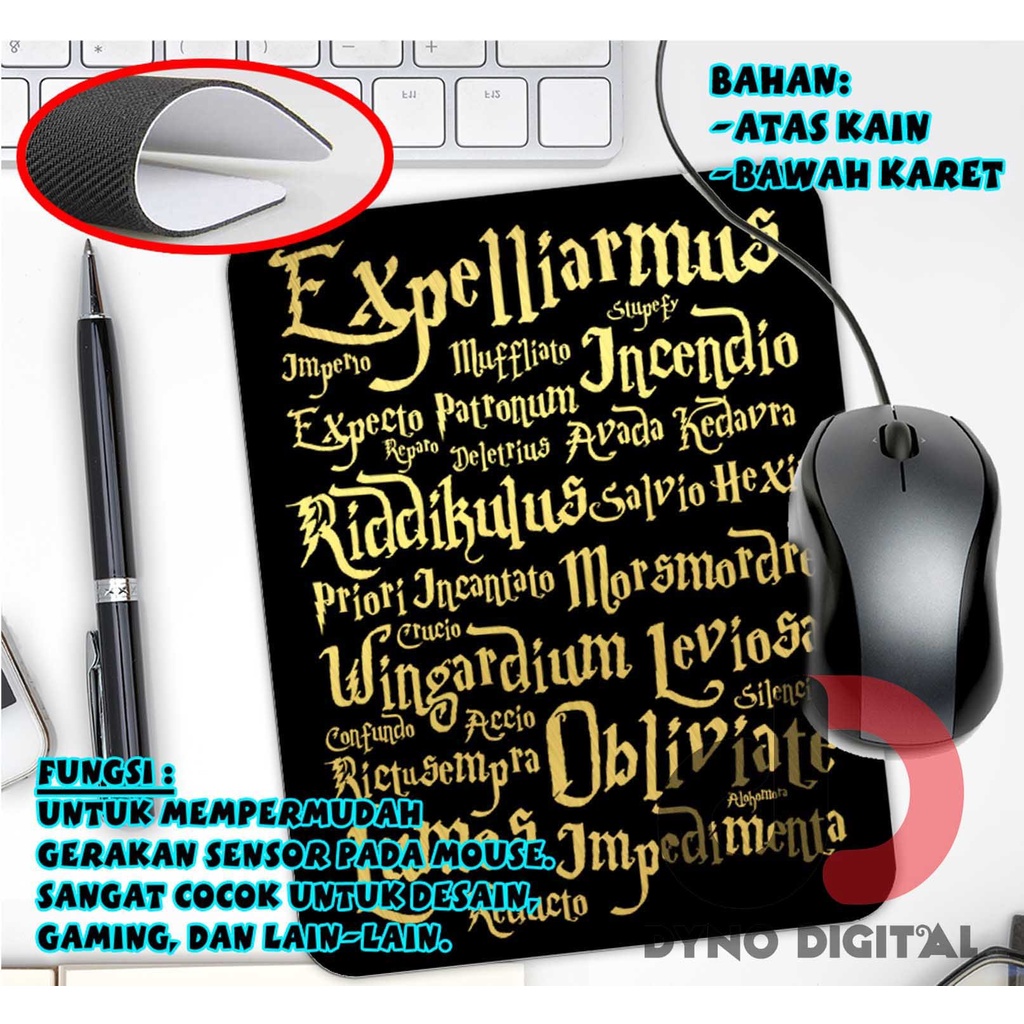 Jual Mouse pad Custom Magic Spells Harry Potter Gold Game Gaming ...