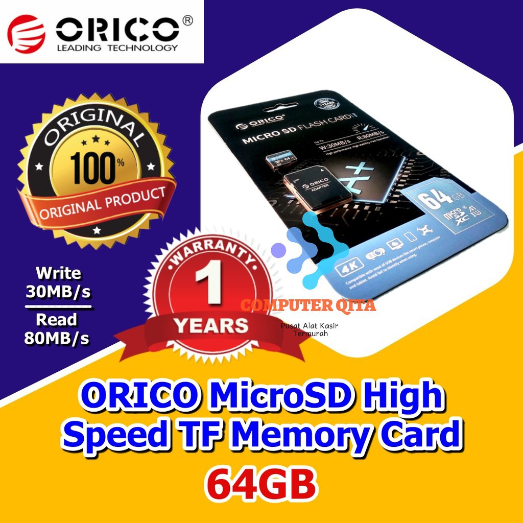Jual ORICO ORIGINAL MicroSD High Speed TF Memory Card - MSQ1-64GB ...