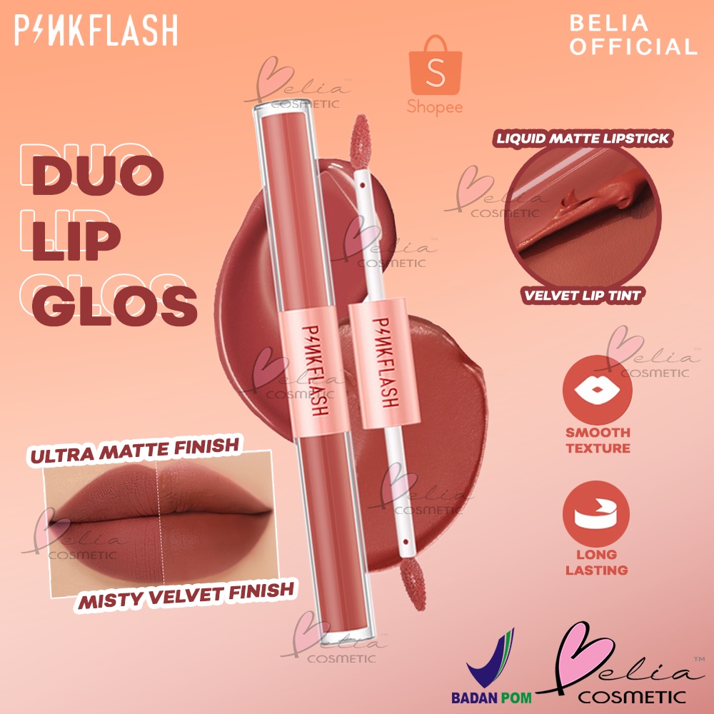 Jual BELIA PINKFLASH Duo Lip Gloss PF-L13 | Lip Cream | Lipstick | Lip ...