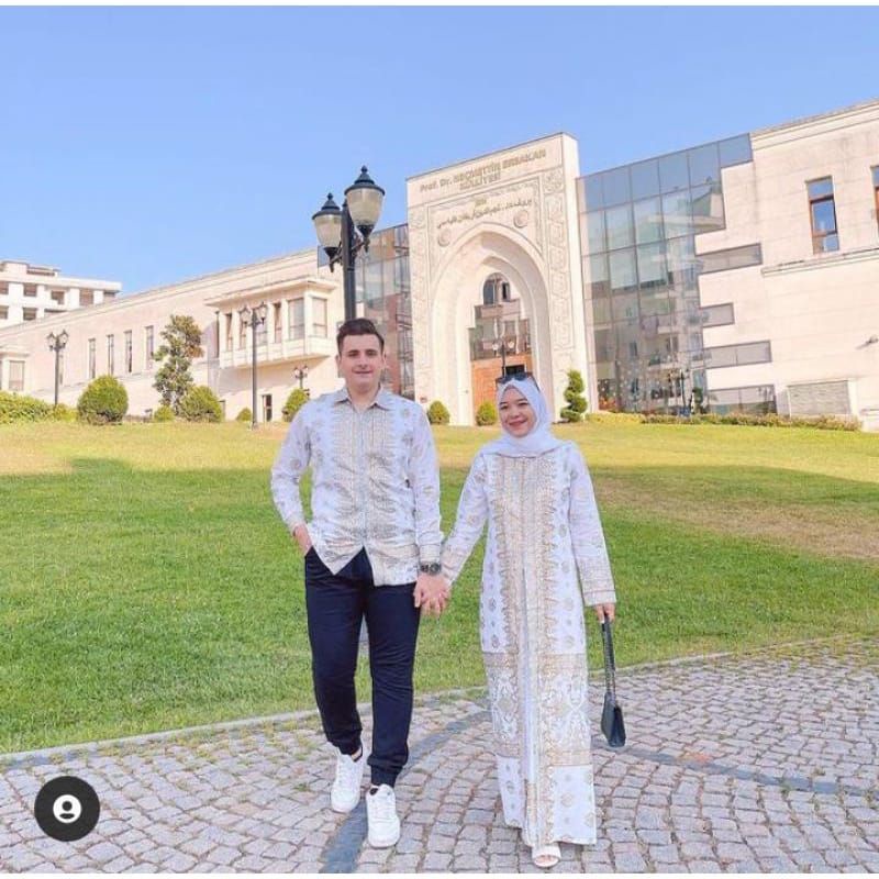 Jual COUPLE BATIK SONGKET PALEMBANG PUTIH BAJU GAMIS WANITA KONDANGAN ...