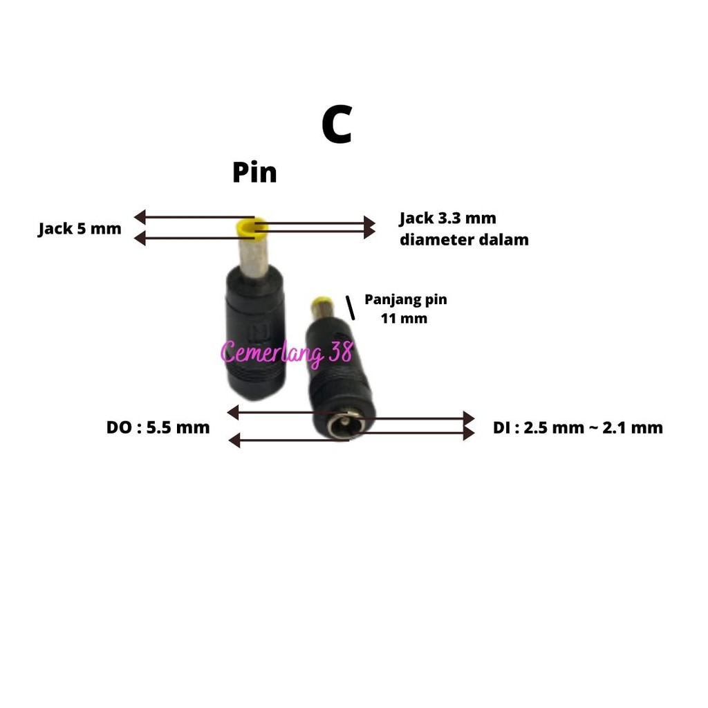 Jual Converter jack DC standard (DO:5.5mm) ke berbagai ukuran (bisa ...