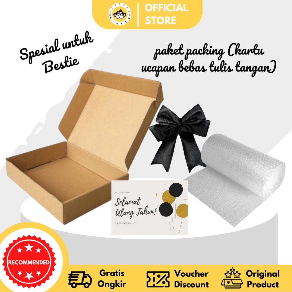 Jual Paket Packing Dus Packing/Pizza Baru Kartu Ucapan Pita Buble Wrap ...