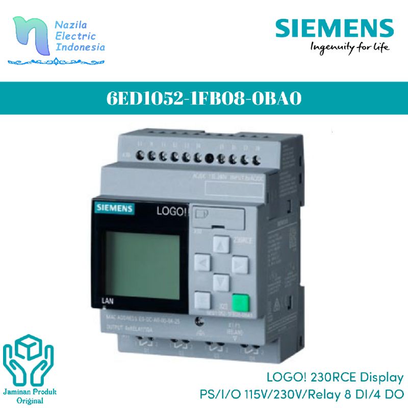 Jual Siemens Logo PLC 6ED1052-1FB08-0BA0 115V/230V Smart Relay 0BA1 ...