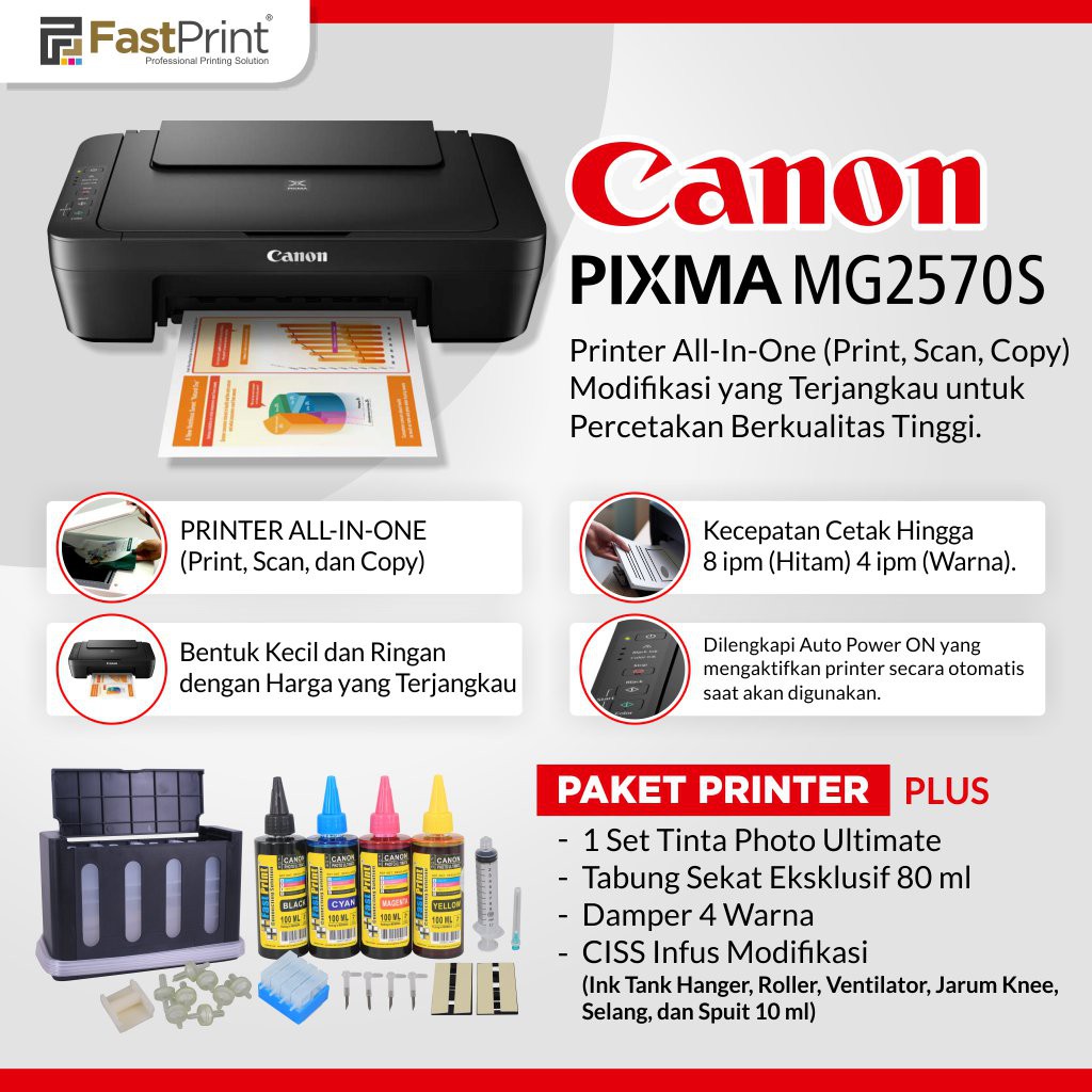 Jual Printer Inkjet Canon PIXMA MG2570S MG 2570S Modifikasi All In One ...