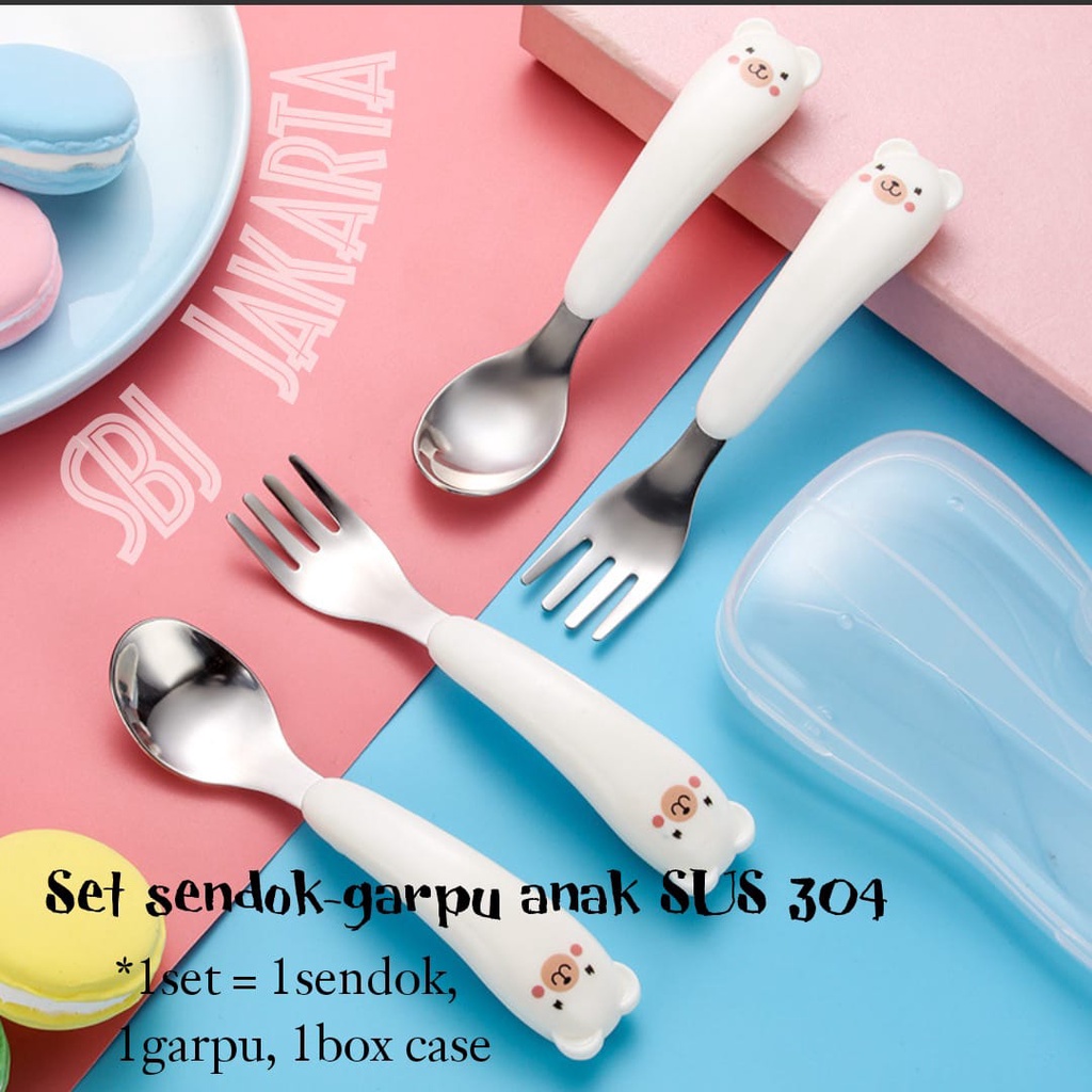 Jual Alat makan Sendok Garpu Set / Set sendok Anak 304 SUS Stainless ...