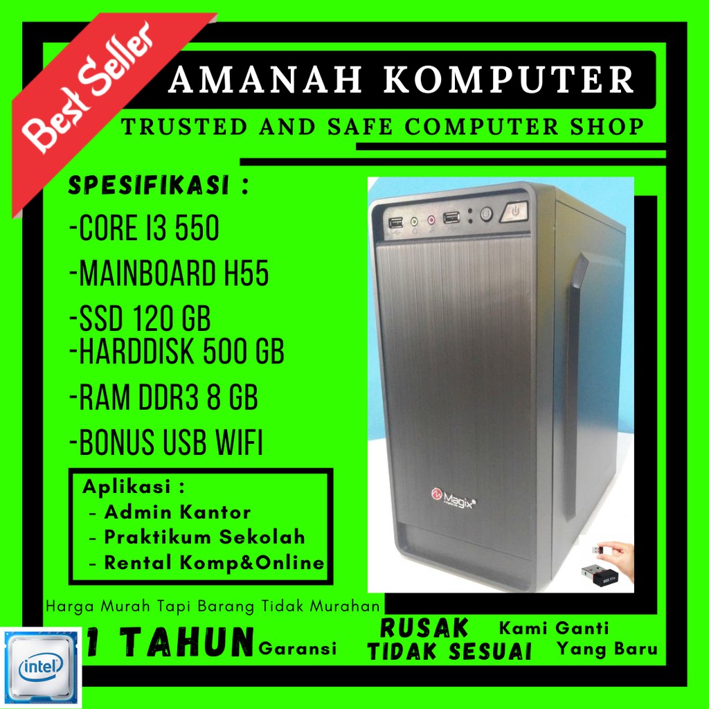 Jual PC RAKITAN CORE i3 550 MURAH RAM 8 GB RAKITAN KOMPUTER KANTOR ...