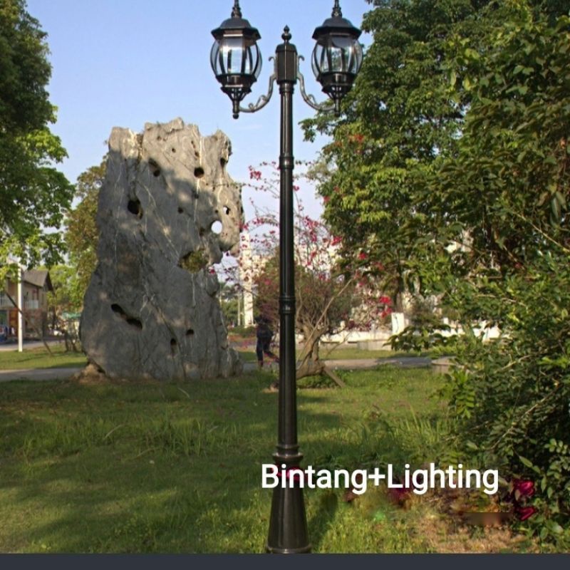 Jual LAMPU TIANG, LAMPU TAMAN CABANG 2 TINGGI 2 METER | Shopee Indonesia