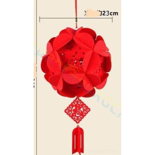 Jual Ready Stock Hiasan Gantung Imlek 3D Non Woven Red Model Bunga ...