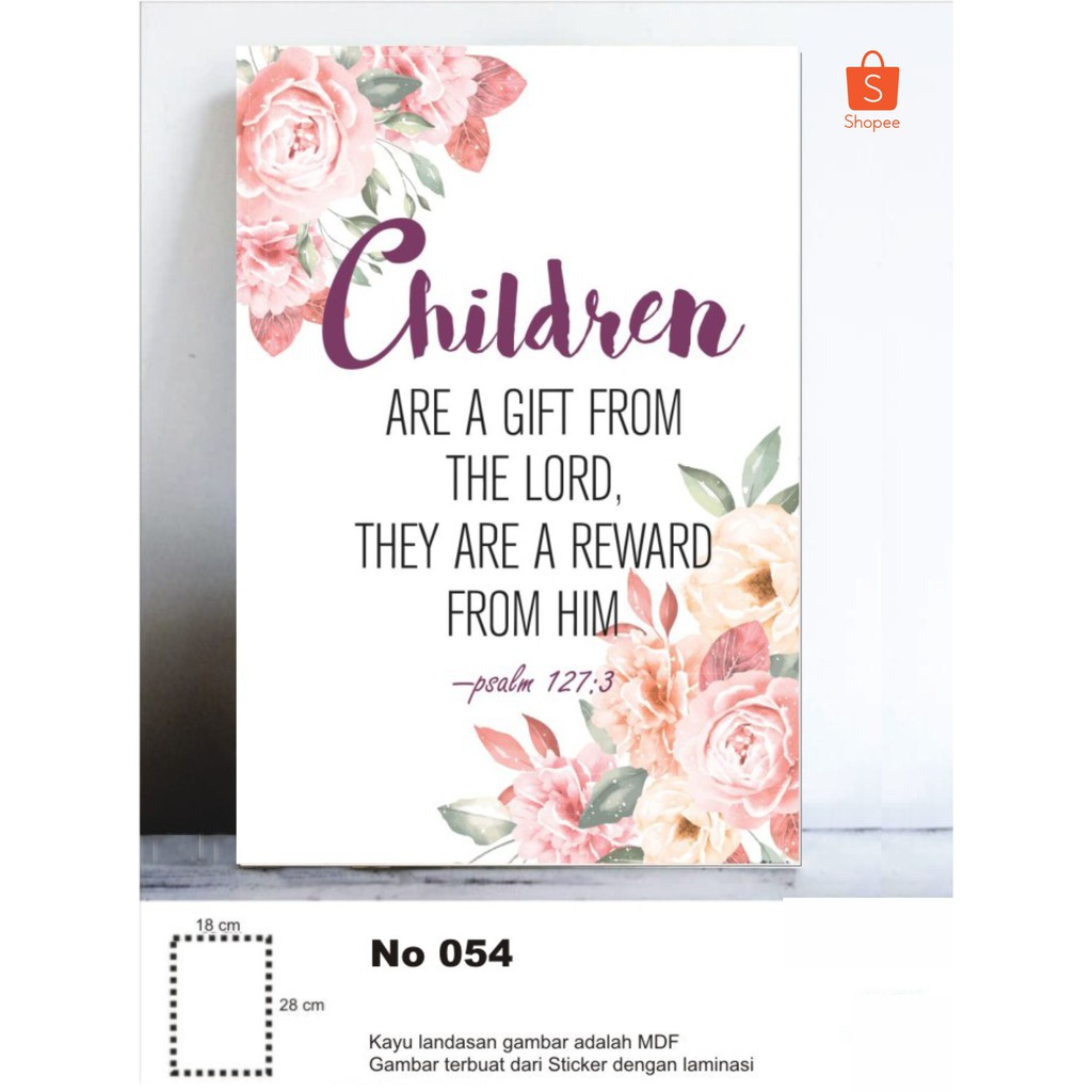 Jual Hiasan Dinding Rohani Ukuran 18 x 28 cm dengan Tema Psalm 127:3 ...