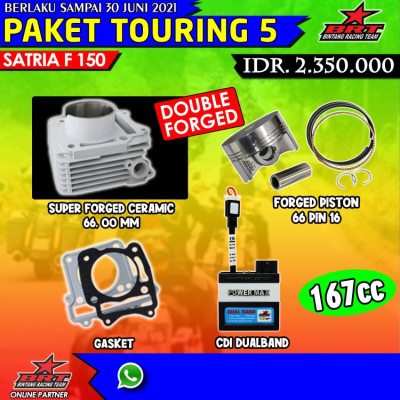 Jual Paket Touring 5 BRT Paket Bore Up Suzuki Satria F Up 167cc ...