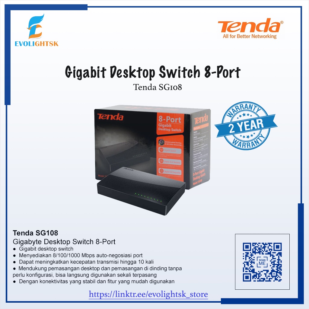 Jual TENDA SG108 Gigabit Desktop Switch 8-Port / Gigabit Desktop Switch ...