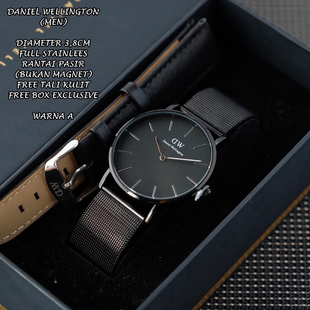 Jual JAM TANGAN PRIA WD RANTAI PASIR BODY BULAT FREE TALI KULIT KNOP ...