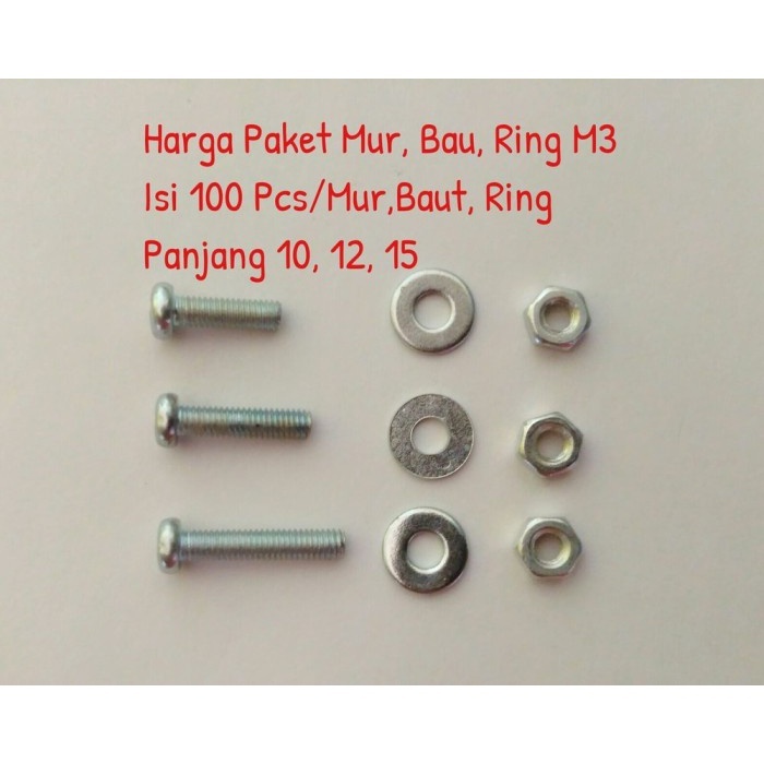 Jual BAUT GALVANIS JP M3 (+) - MUR M3 - RINGPLAT M3 ukuran M3x10 , M3x15, M3x20, M3x25, M3x30 ...