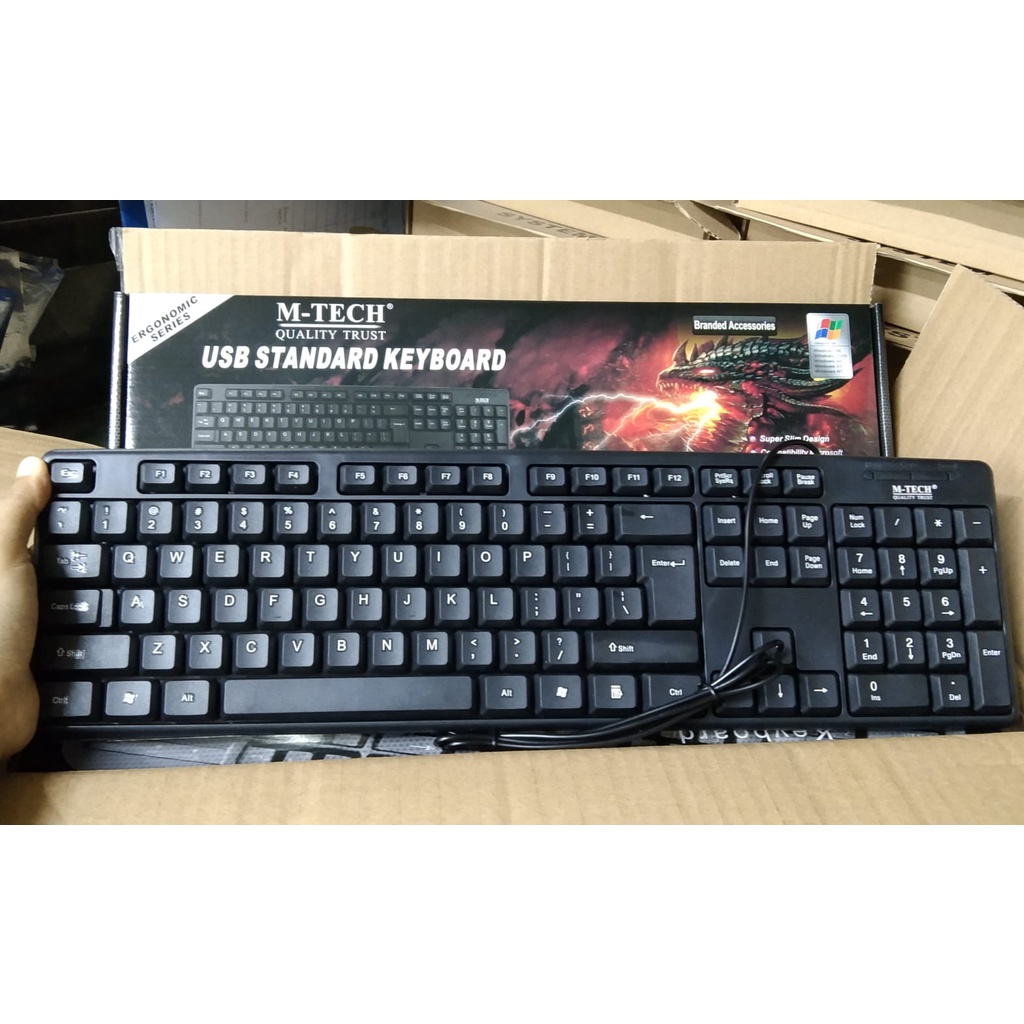 Jual Keyboard M-Tech Ergonomic Series STK-01 USB Standard Gaming Black ...