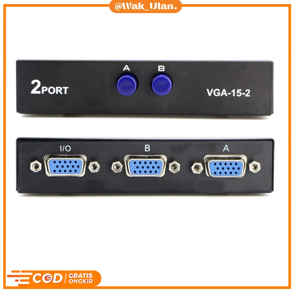 Jual Splitter spliter pembagi Display Monitor VGA SWITCH Input 1 To 2 ...