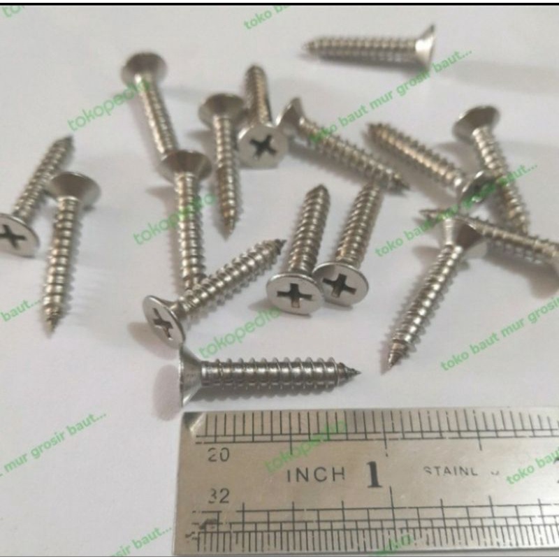 Jual (50 pcs) sekrup stainles fh 10x1 1/4 sekrup ss 10x3cm | Shopee ...