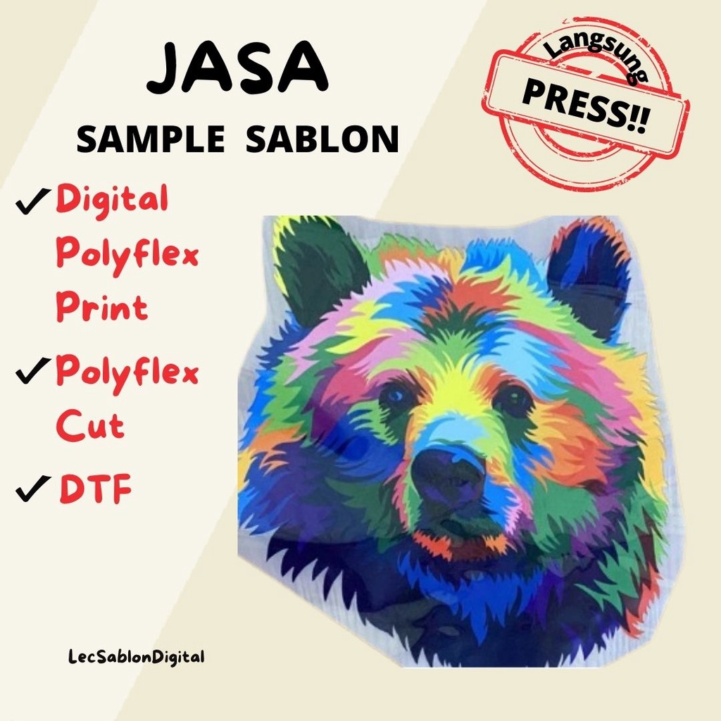 Jual Sablon Setrika DTF (SAMPLE) Digital Polyflex Print / Polyflex Cut ...