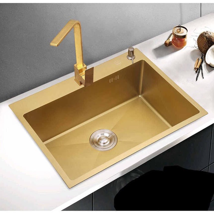 Jual Paket Kitchen Sink 6045 Gold Lengkap Minimalis / bak cuci piring ...