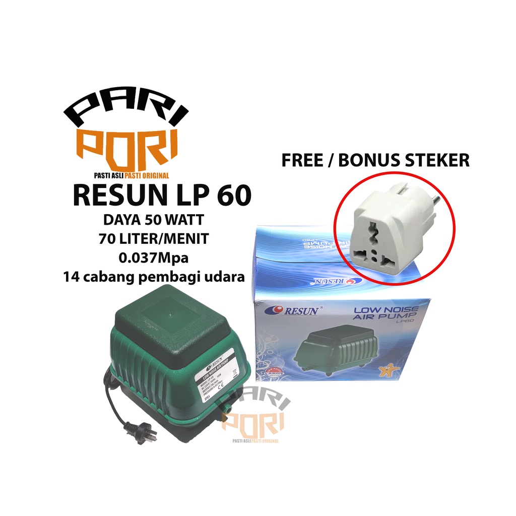 Jual ORIGINAL RESUN LP 60 POMPA UDARA LOW NOISE AERATOR KOLAM IKAN ...
